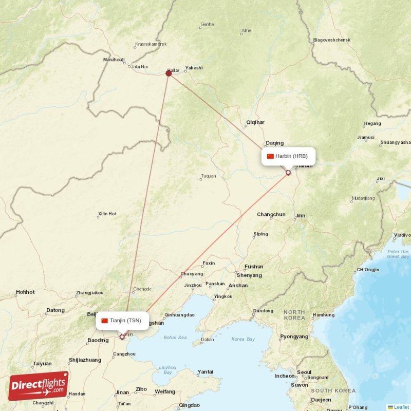 Direct flights from Tianjin to Harbin (TSN-HRB) - Directflights.com