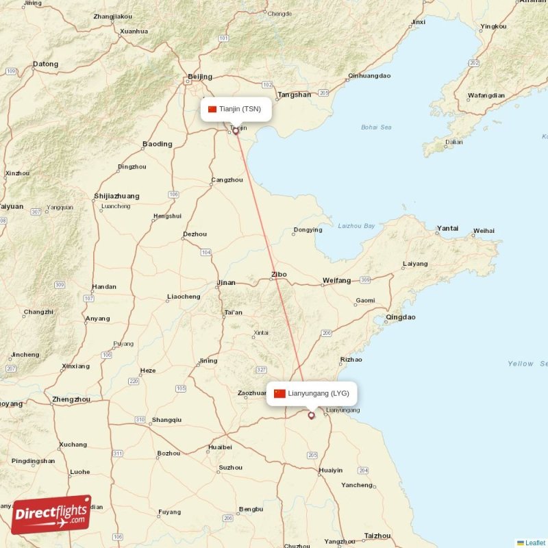 Direct flights from Lianyungang to Tianjin, LYG to TSN non-stop ...