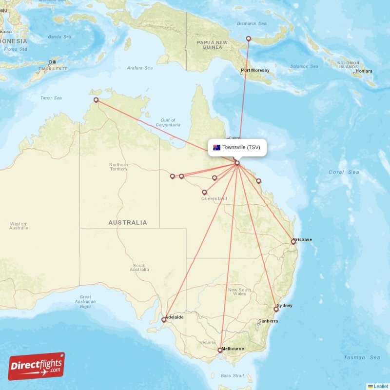 Direct flights from Townsville - 12 destinations - TSV, Australia ...