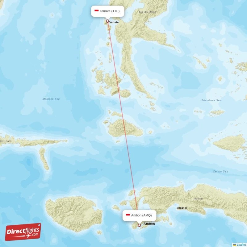 Direct flights from Ternate to Ambon, TTE to AMQ non-stop ...