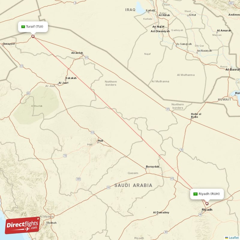 Direct flights from Turaif - 1 destinations - TUI, Saudi Arabia ...