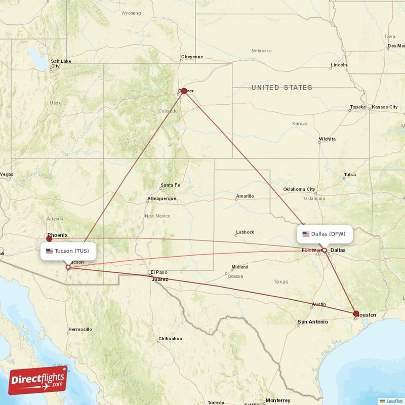 Direct flights from Tucson to Dallas, TUS to DFW non-stop - Directflights.com