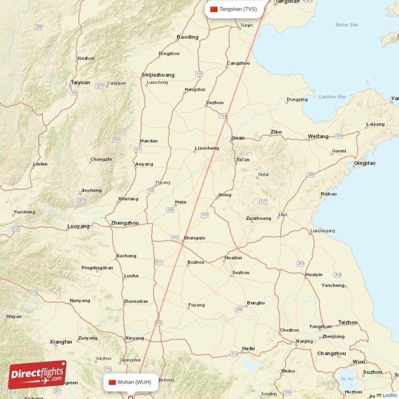 Direct flights from Tangshan to Wuhan (TVS-WUH) - Directflights.com