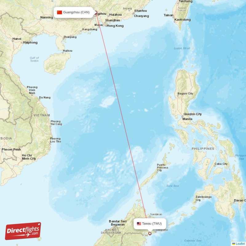 Direct flights from Tawau to Guangzhou (TWU-CAN) - Directflights.com