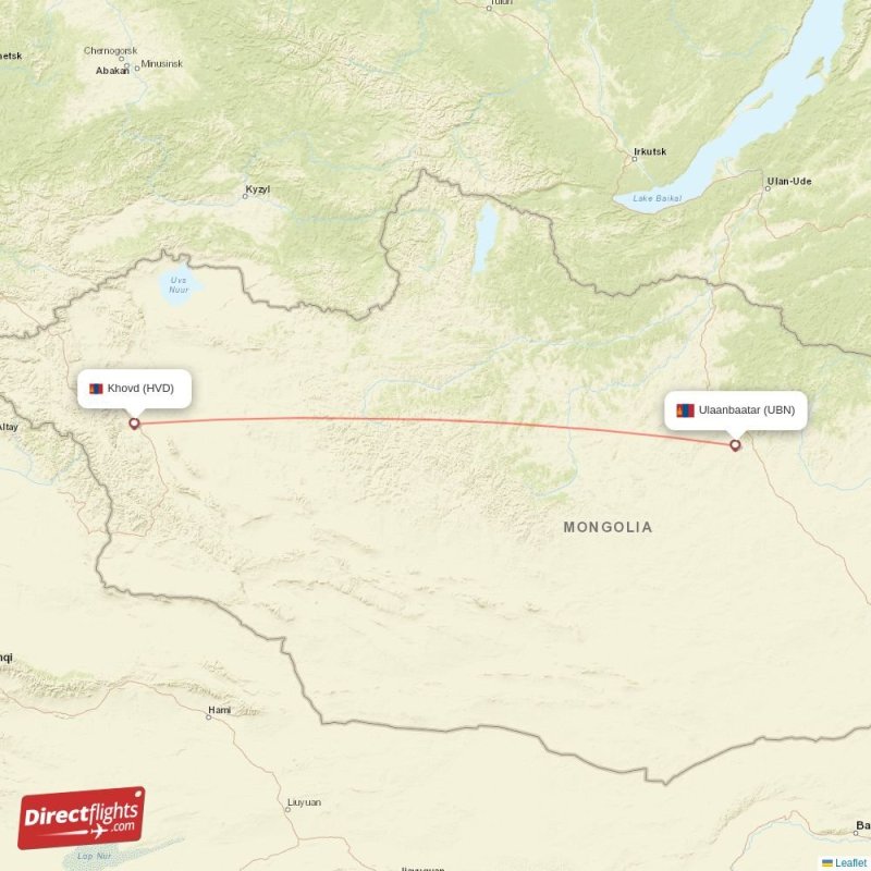 Direct flights from Ulaanbaatar to Khovd, UBN to HVD non-stop ...