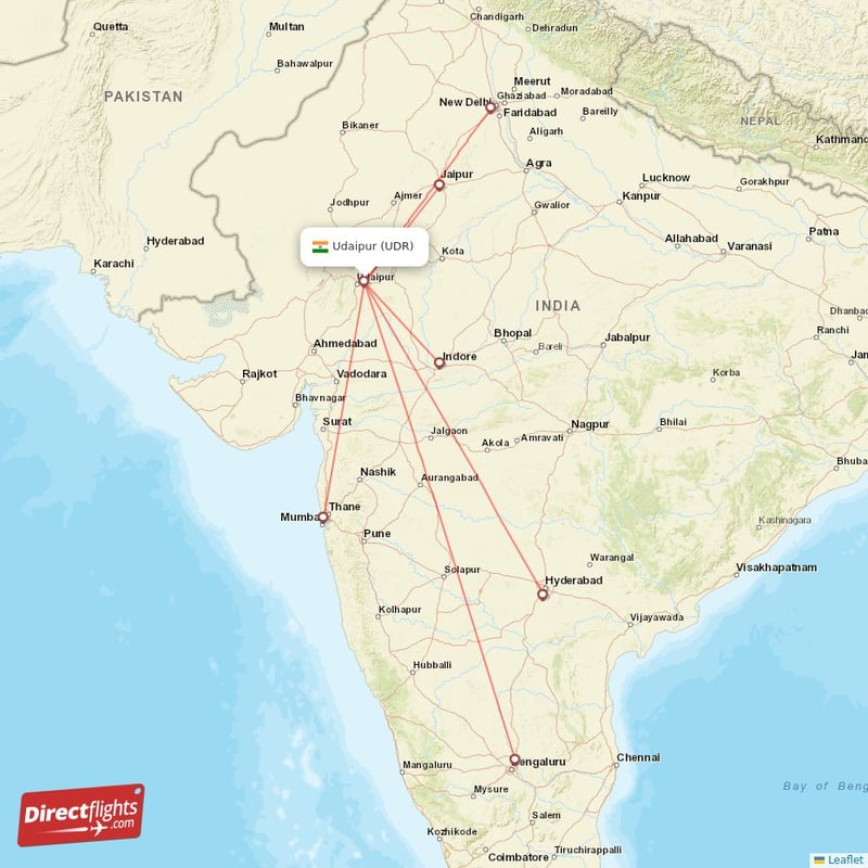 Direct flights from Udaipur - 6 destinations - UDR, India - Directflights.com