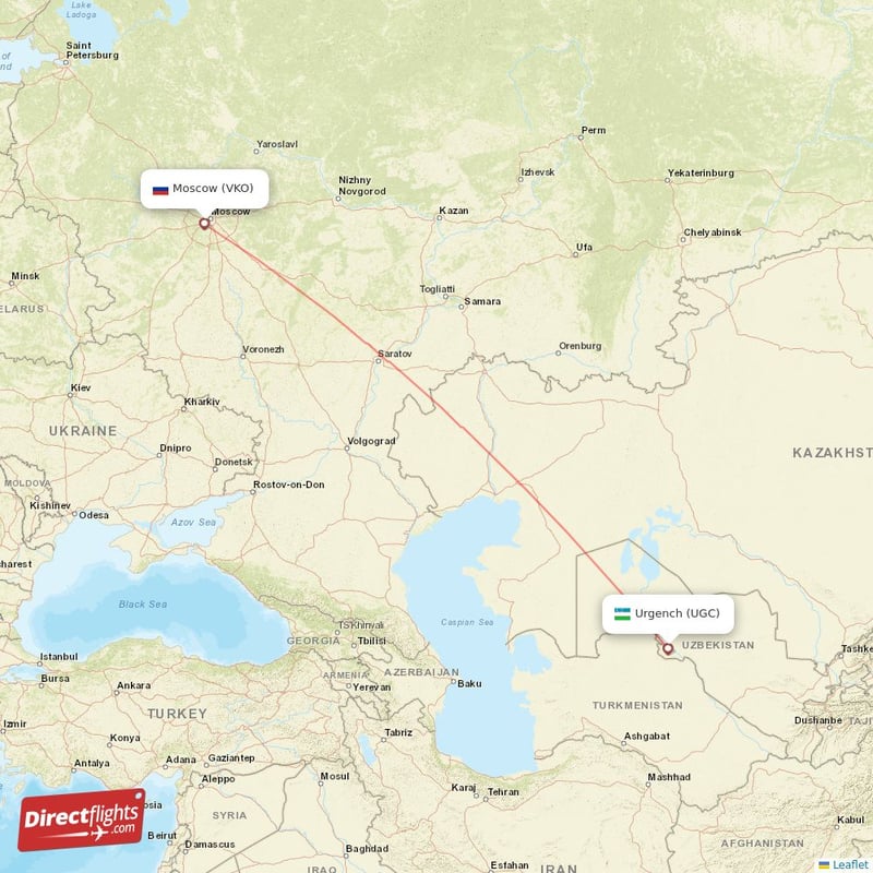 Direct flights from Urgench to Moscow, UGC to VKO non-stop - Directflights.com