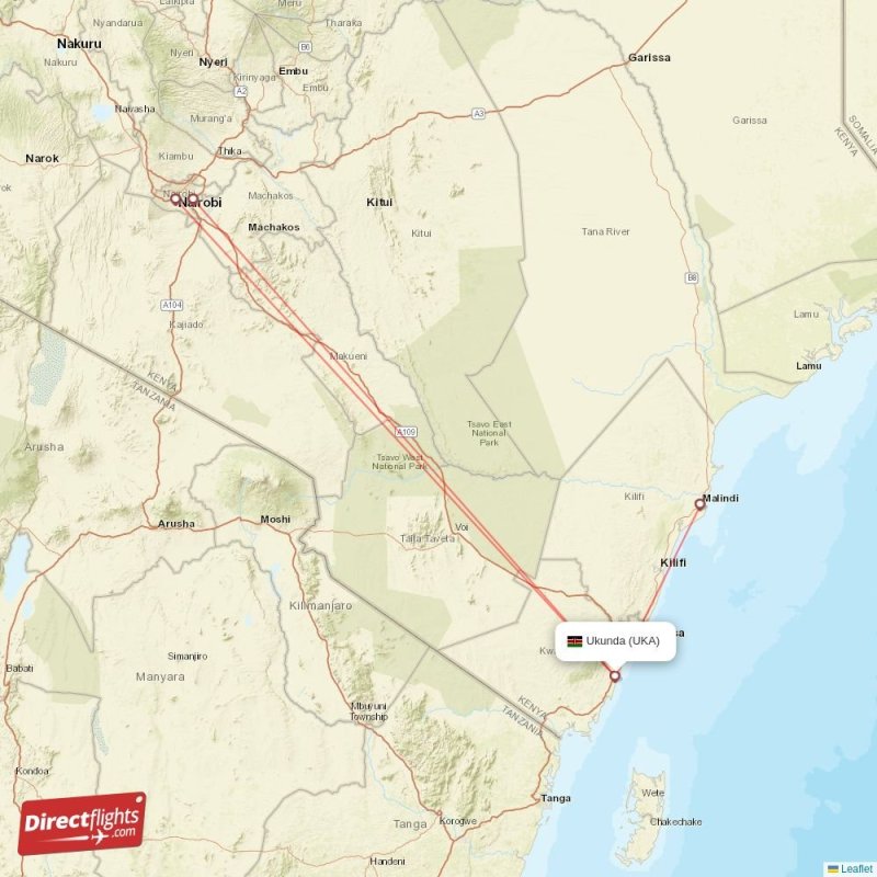 Direct flights from Ukunda - 4 destinations - UKA, Kenya ...