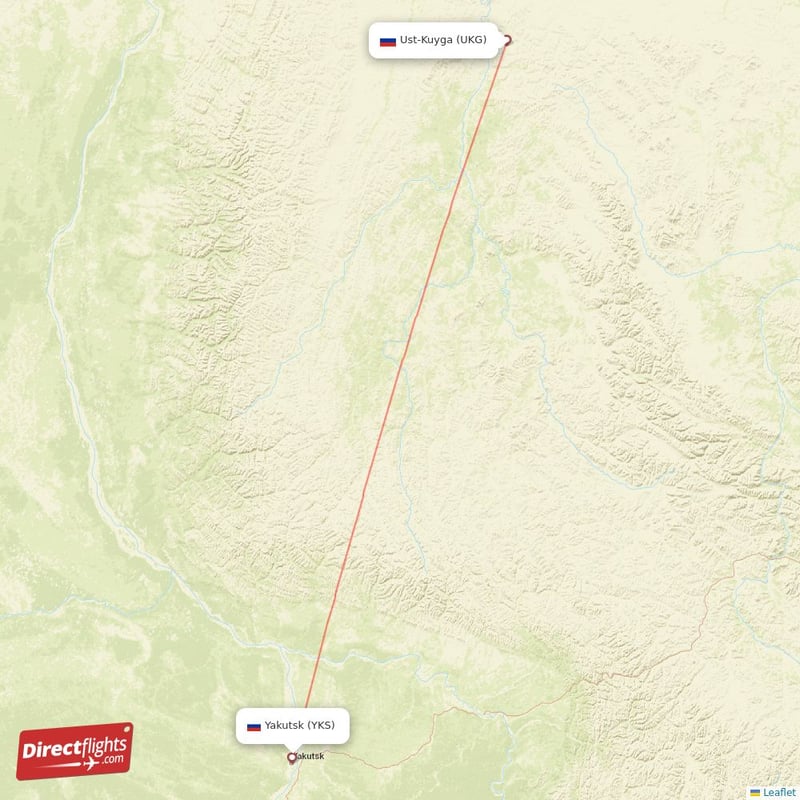 Direct flights from Ust-Kuyga to Yakutsk, UKG to YKS non-stop - Directflights.com