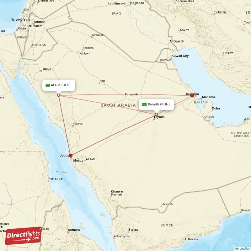 Direct flights from Al Ula to Riyadh, ULH to RUH non-stop ...