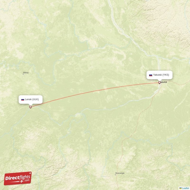 Direct flights from Lensk to Yakutsk, ULK to YKS non-stop ...