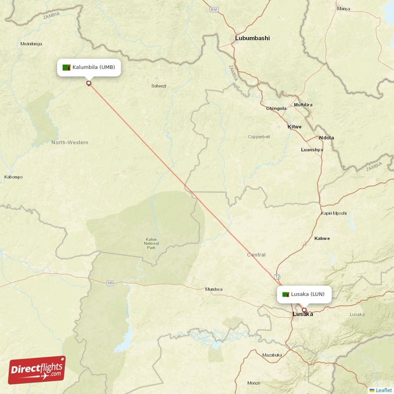 Direct flights from Kalumbila to Lusaka, UMB to LUN non-stop - Directflights.com