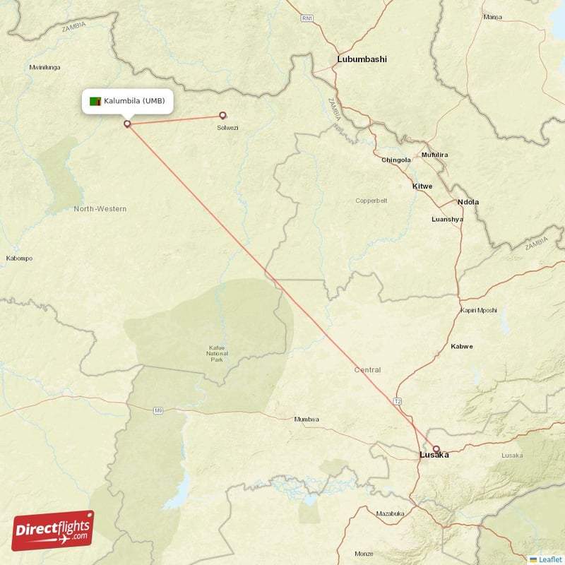 Direct flights from Kalumbila - 2 destinations - UMB, Zambia ...