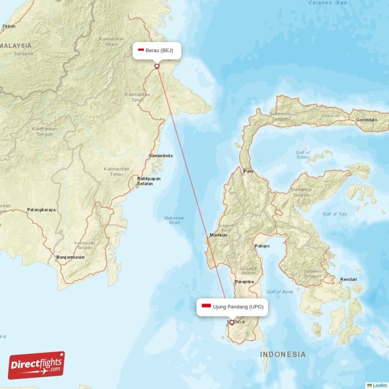 Direct flights from Ujung Pandang to Berau (UPG-BEJ) - Directflights.com