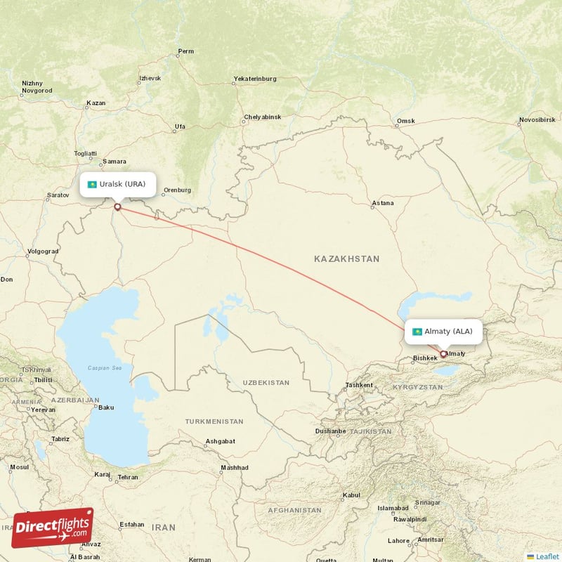 Direct flights from Uralsk to Almaty, URA to ALA non-stop - Directflights.com