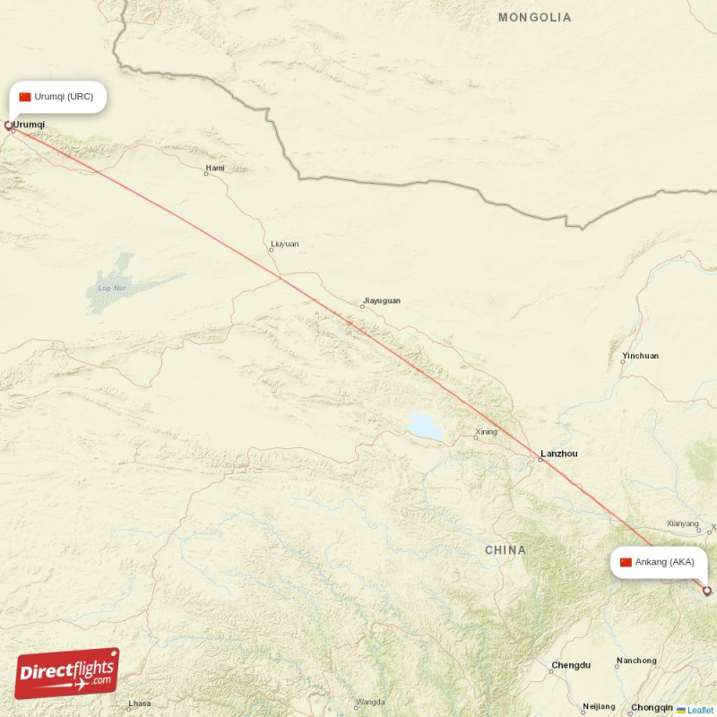 Direct flights from Urumqi to Ankang (URC-AKA) - Directflights.com