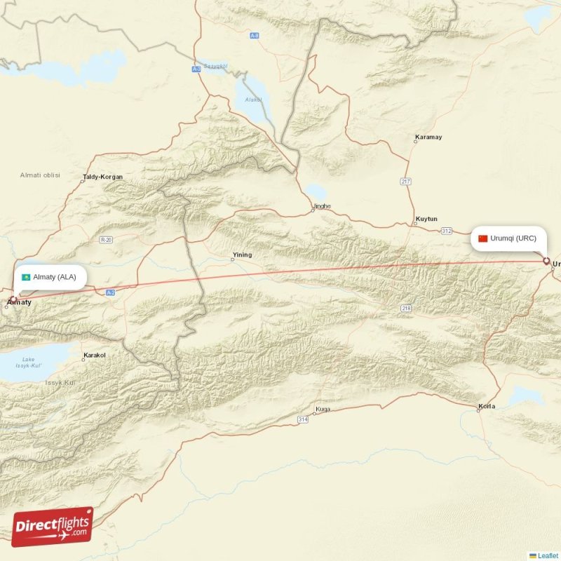 Direct flights from Urumqi to Almaty, URC to ALA non-stop ...