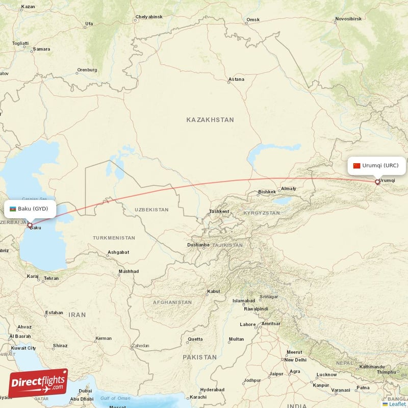 Direct flights from Urumqi to Baku, URC to GYD non-stop - Directflights.com