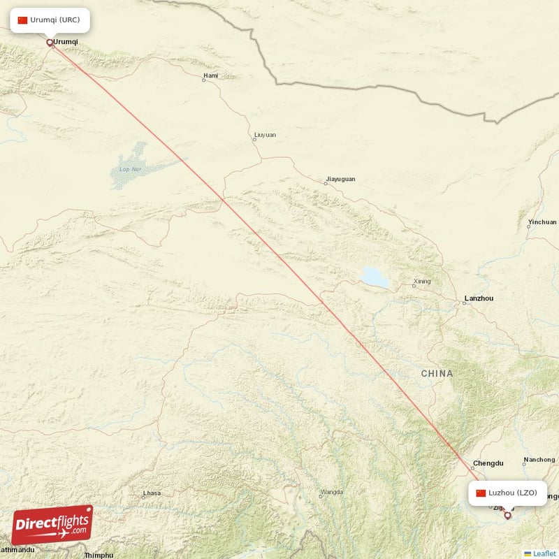 Direct flights from Urumqi to Luzhou, URC to LZO non-stop - Directflights.com