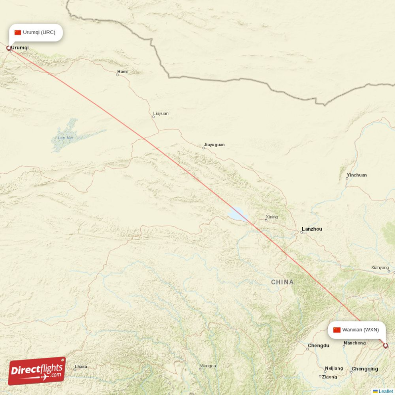 Direct flights from Urumqi to Wanxian (URC-WXN) - Directflights.com