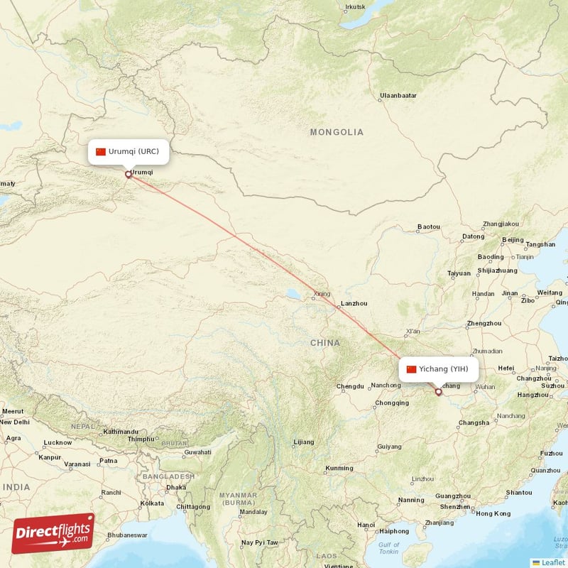 Direct flights from Urumqi to Yichang, URC to YIH non-stop ...