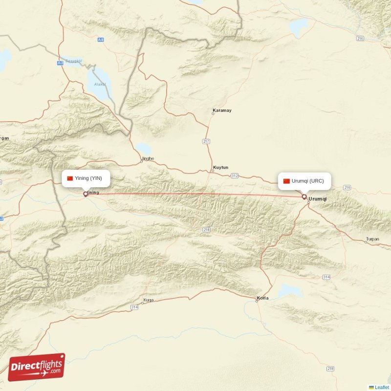 Direct flights from Urumqi to Yining (URC-YIN) - Directflights.com