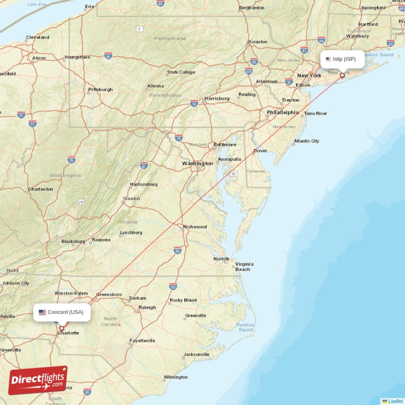 Direct flights from Concord to Islip, USA to ISP non-stop ...