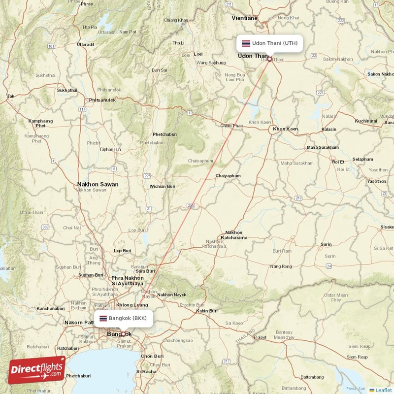 Direct flights from Udon Thani to Bangkok, UTH to BKK non-stop ...