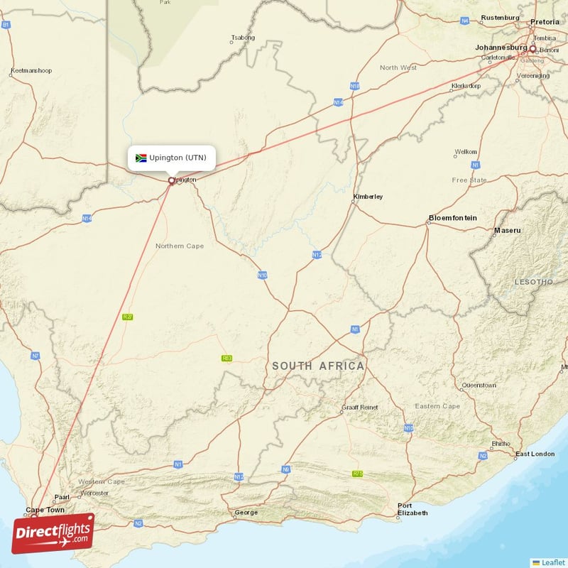 Direct flights to Upington - UTN, South Africa - Directflights.com