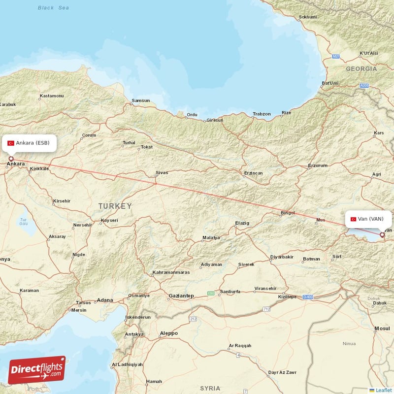 Direct flights from Van to Ankara, VAN to ESB non-stop - Directflights.com