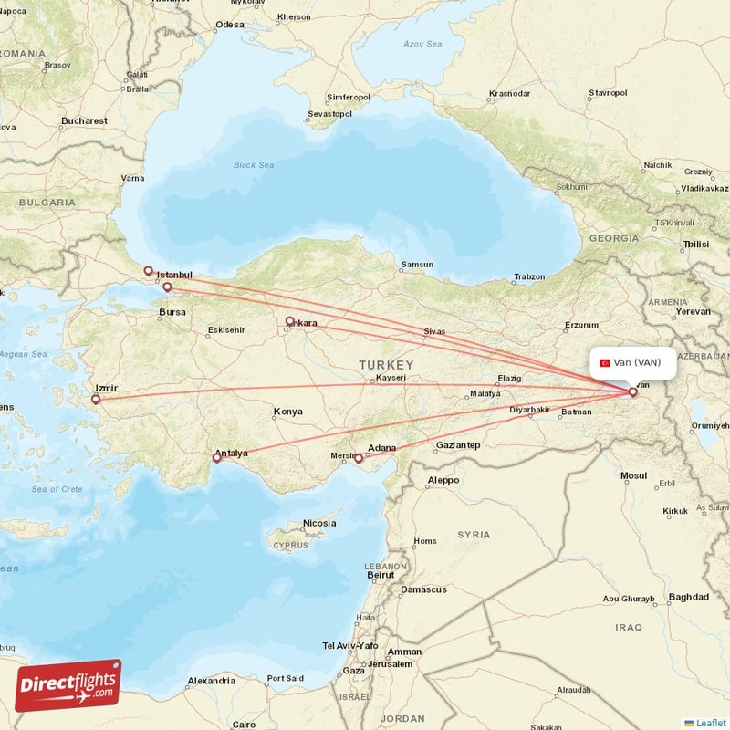 Direct flights from Van - 6 destinations - VAN, Turkiye - Directflights.com