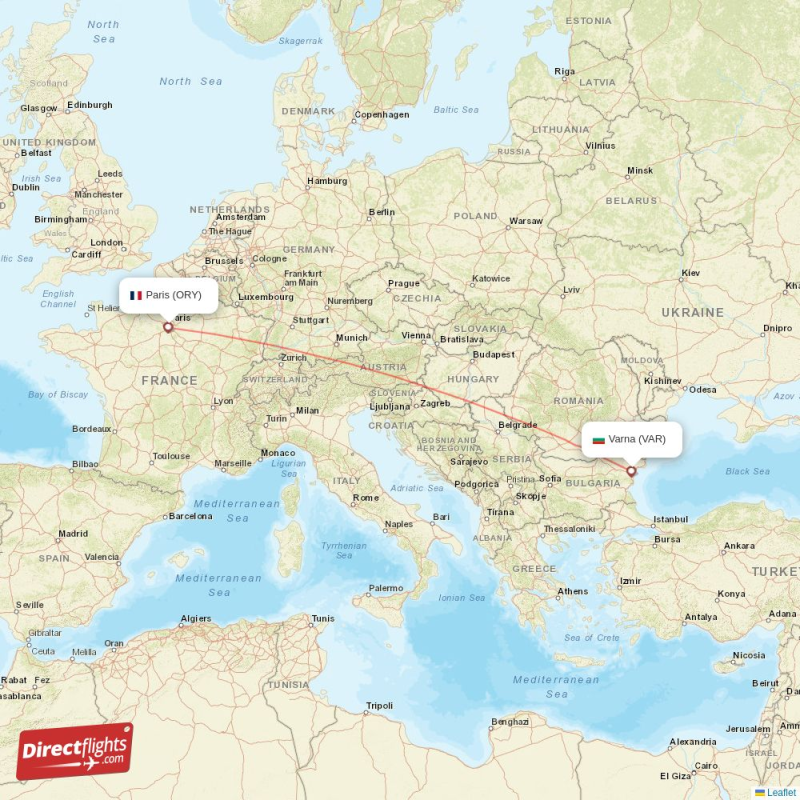 Direct flights from Varna to Paris, VAR to ORY non-stop - Directflights.com
