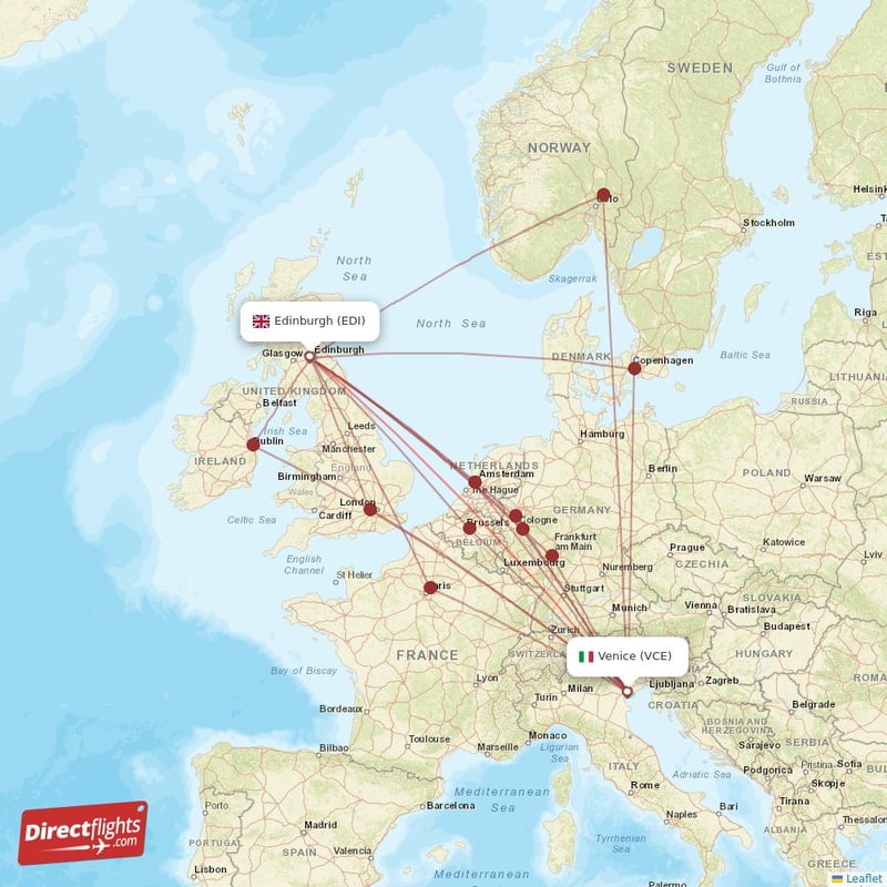 Direct flights from Venice to Edinburgh, VCE to EDI non-stop - Directflights.com