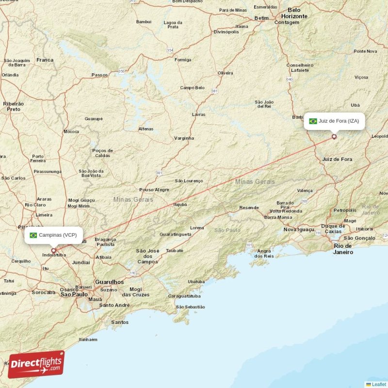 Direct flights from Campinas to Juiz de Fora, VCP to IZA non-stop - Directflights.com