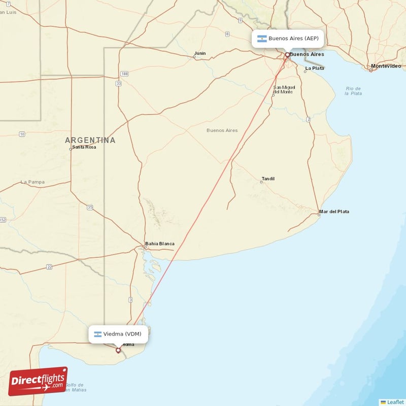 Direct flights from Viedma to Buenos Aires, VDM to AEP non-stop ...