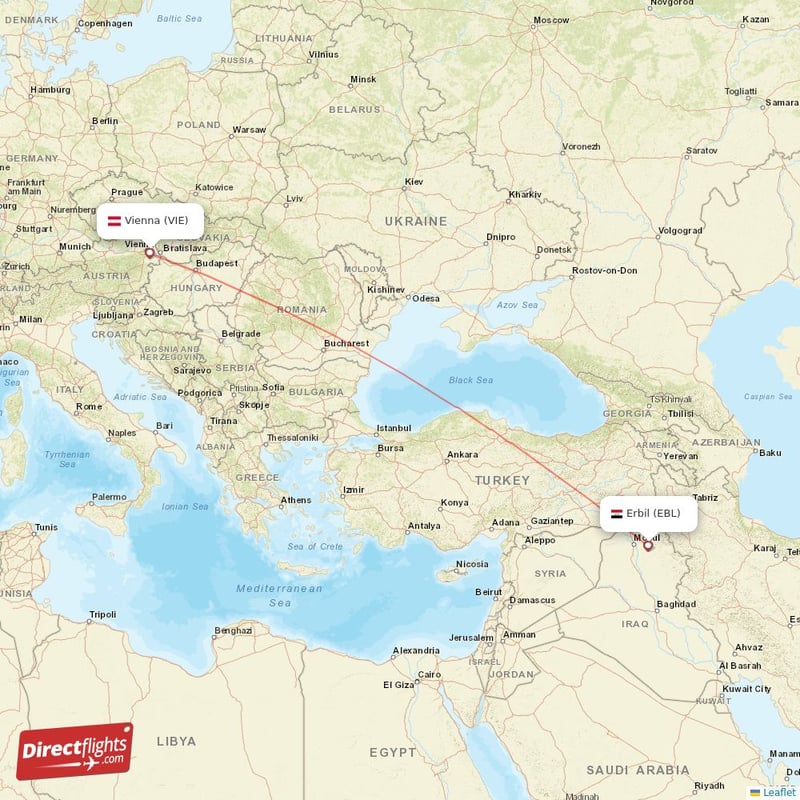 Direct flights from Vienna to Erbil, VIE to EBL non-stop - Directflights.com