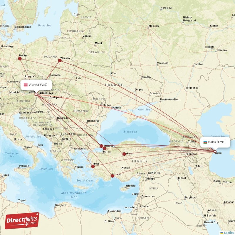 Direct flights from Vienna to Baku, VIE to GYD non-stop - Directflights.com