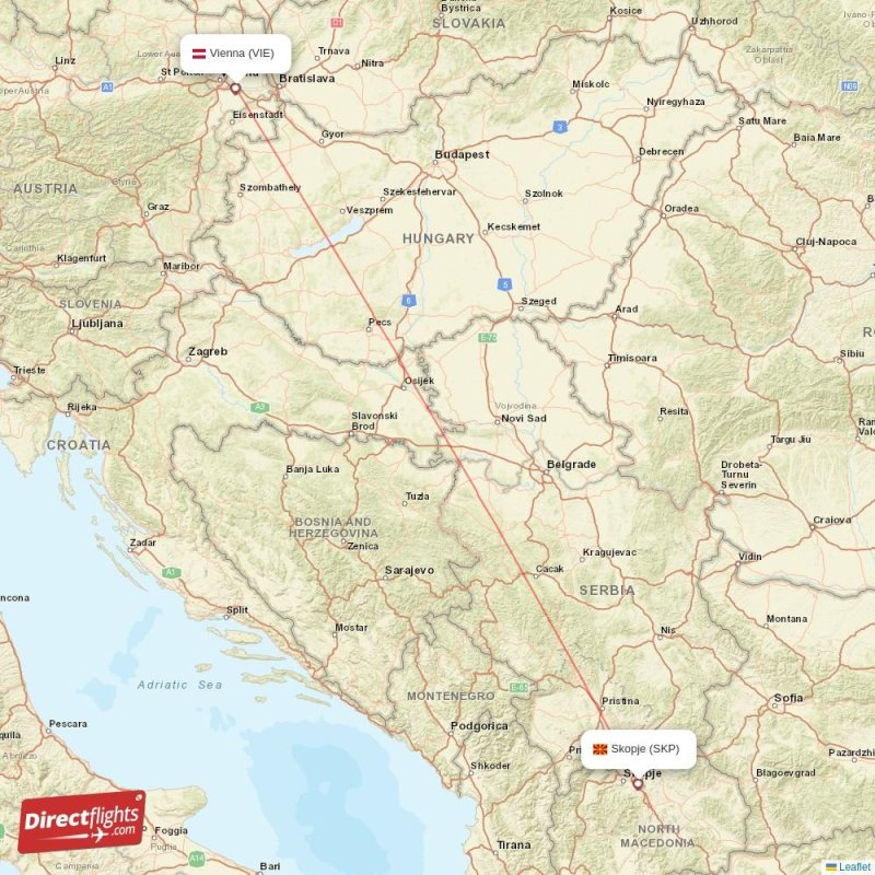 Direct flights from Vienna to Skopje (VIE-SKP) - Directflights.com
