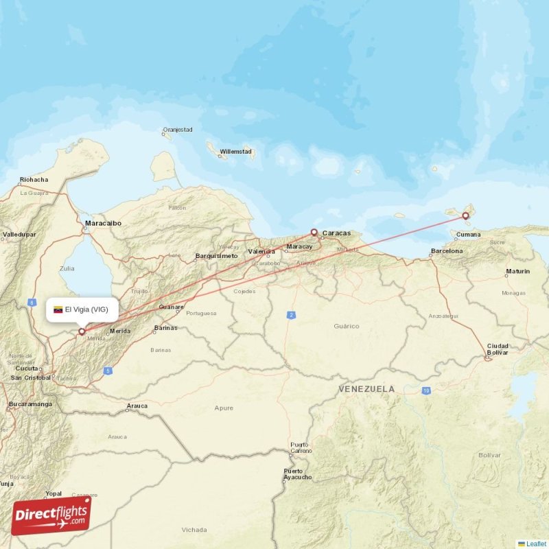Direct flights to El Vigia - VIG, Venezuela - Directflights.com
