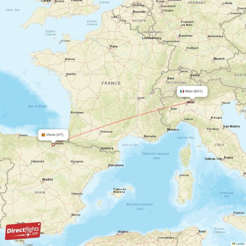 Direct flights from Vitoria to Milan (VIT-BGY) - Directflights.com