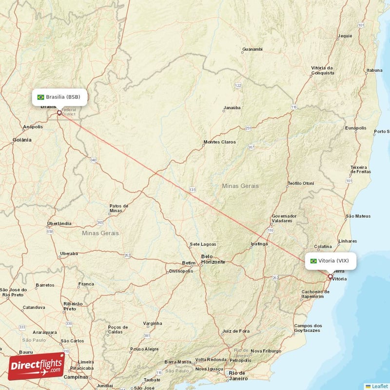 Direct flights from Vitoria to Brasilia, VIX to BSB non-stop ...