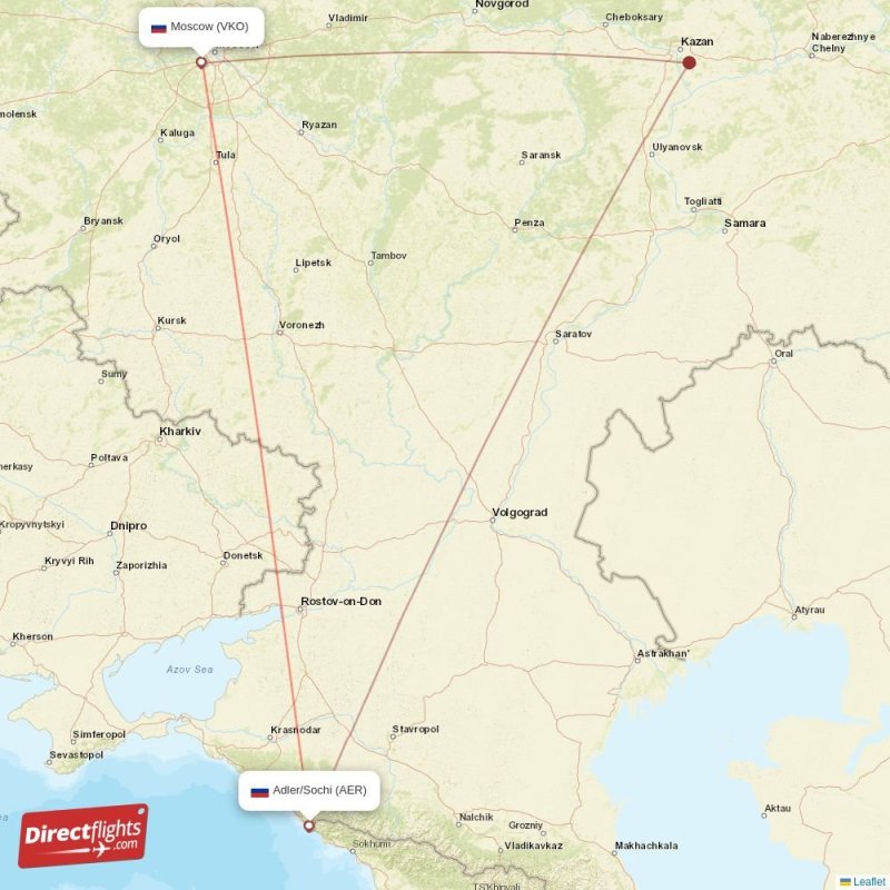 Direct flights from Moscow to Adler/Sochi, VKO to AER non-stop ...