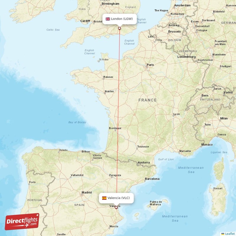 Direct flights from Valencia to London, VLC to LGW non-stop - Directflights.com