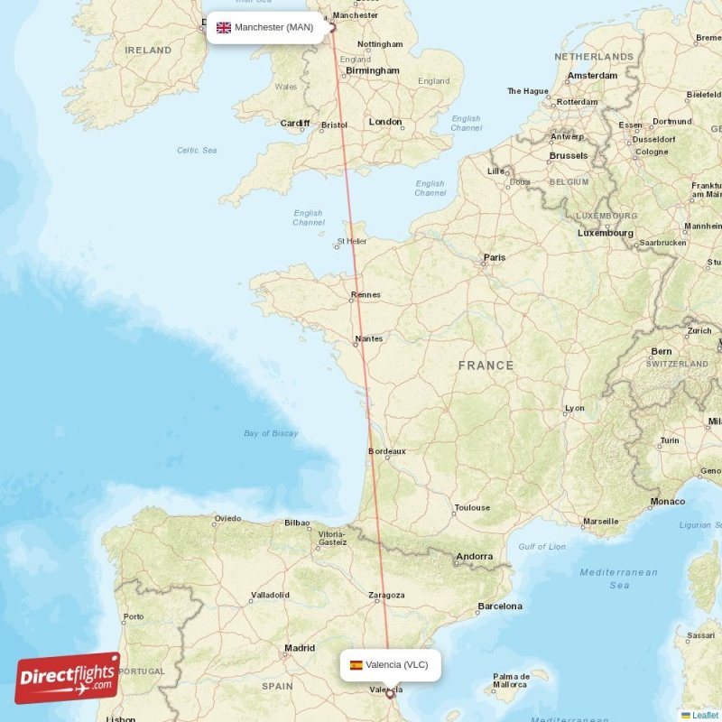 Direct flights from Valencia to Manchester (VLC-MAN) - Directflights.com