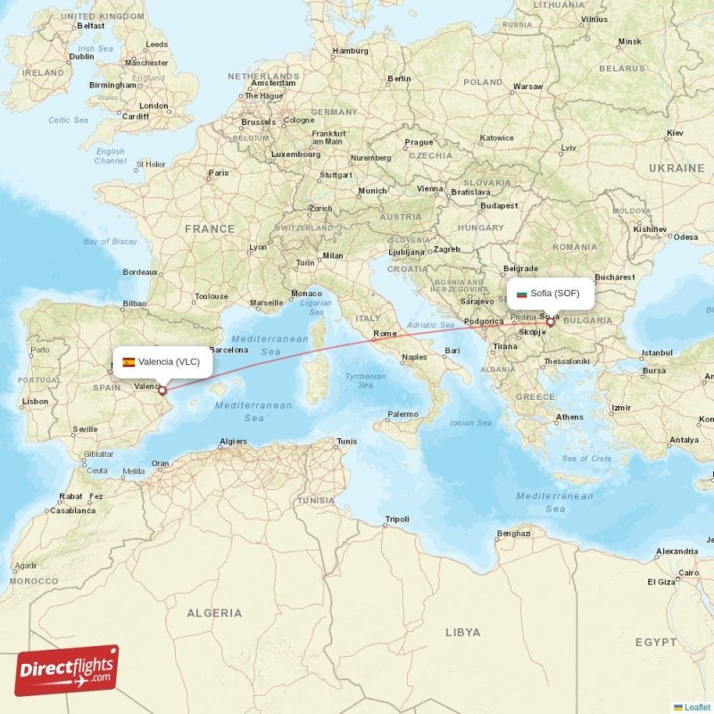 Direct flights from Valencia to Sofia, VLC to SOF non-stop - Directflights.com