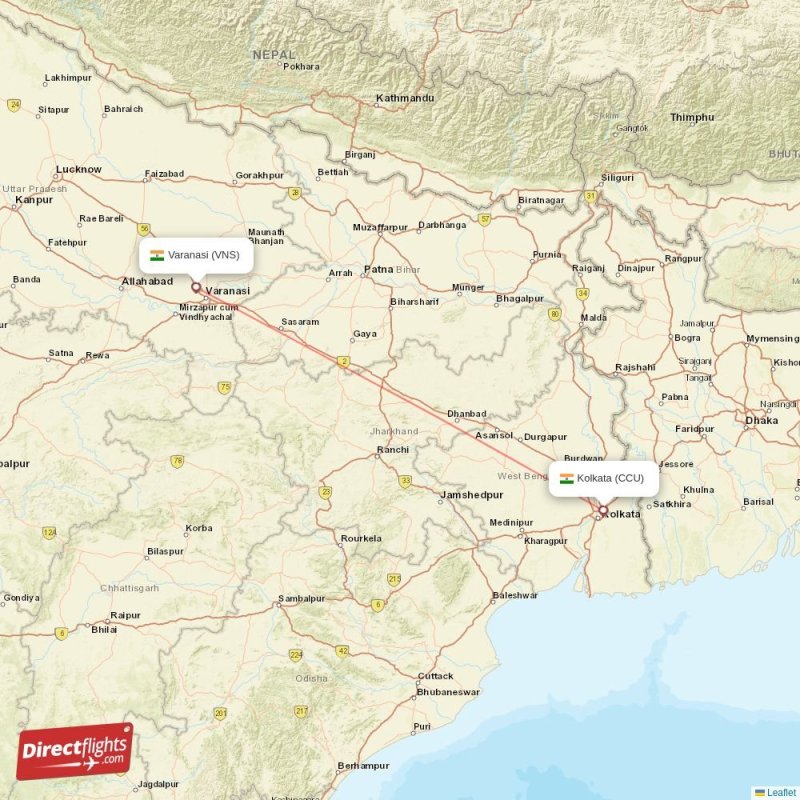 Direct flights from Varanasi to Kolkata (VNS-CCU) - Directflights.com