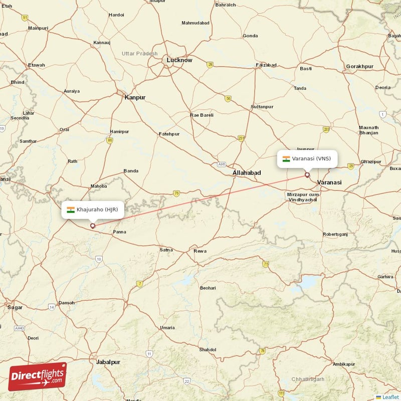 Direct flights from Varanasi to Khajuraho, VNS to HJR non-stop ...