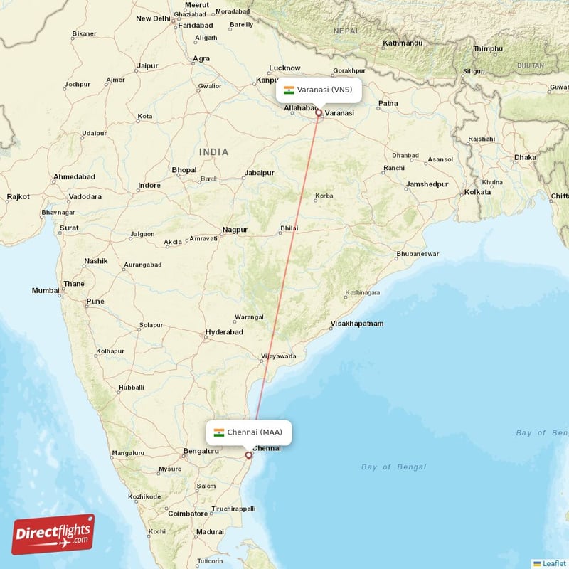 Direct flights from Varanasi to Chennai (VNS-MAA) - Directflights.com