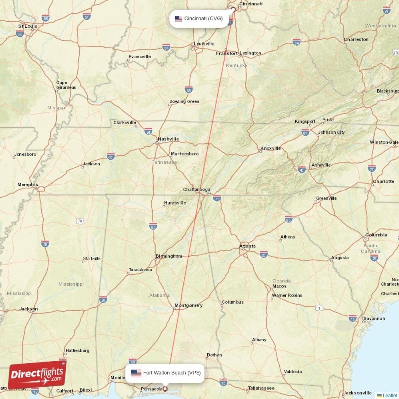 Direct flights from Fort Walton Beach to Cincinnati, VPS to CVG non ...