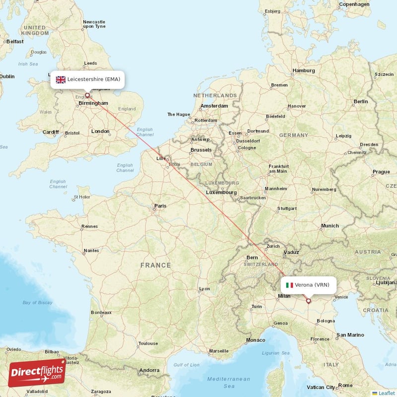 Direct flights from Verona to Leicestershire, VRN to EMA non-stop ...